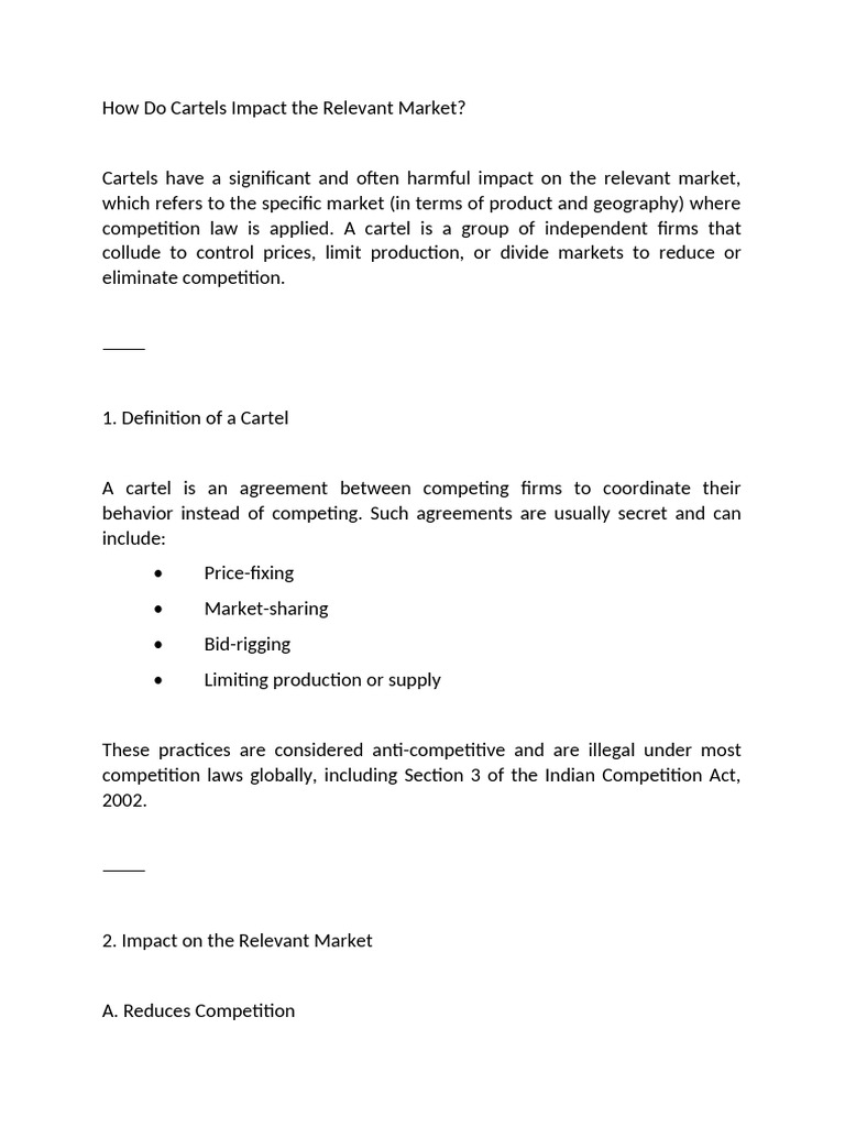How Do Cartels Impact The Relevant Market | PDF | Cartel | Competition Law
