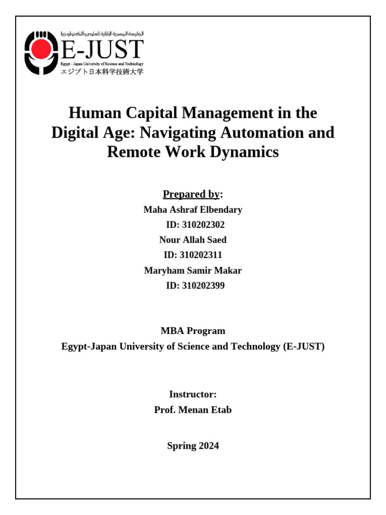 Managing Human Capital in The Digital Age Paper | PDF | Automation ...