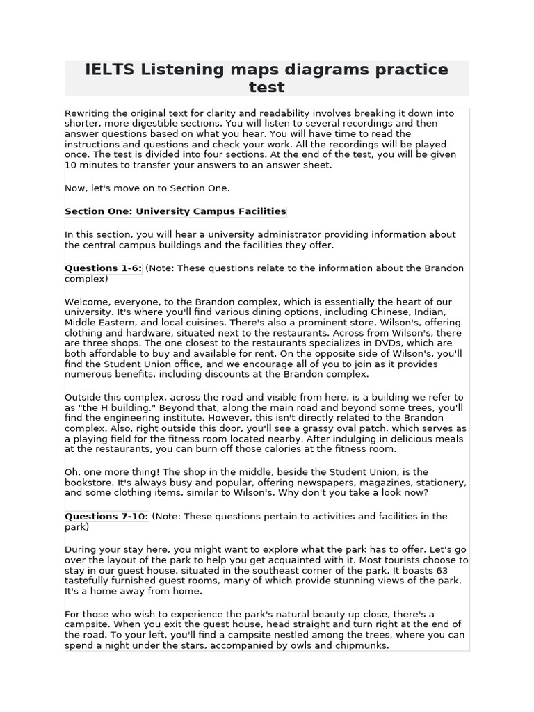 IELTS Listening Maps Diagrams Practice Test | PDF | Traffic ...
