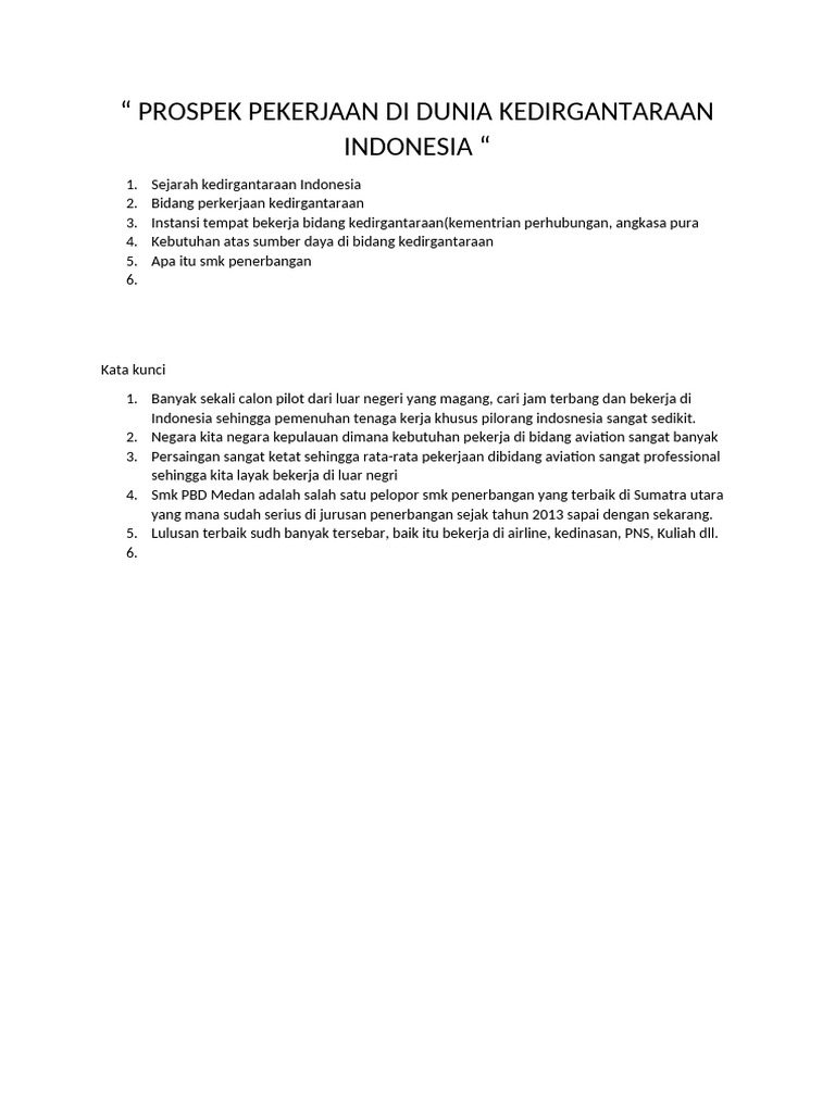 PROSPEK DUNIA KEDIRGANTARAAN INDONESIA | PDF