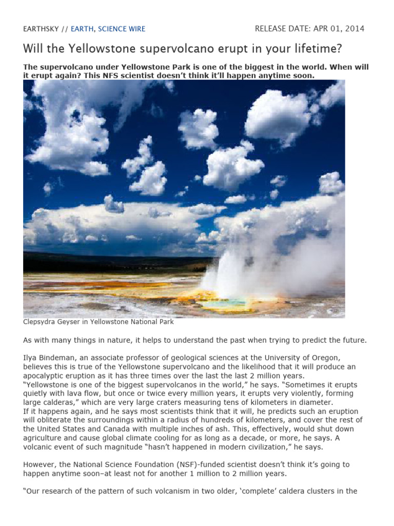 Yellowstone Hotspot Case Study 2 | PDF | Volcano | Magma