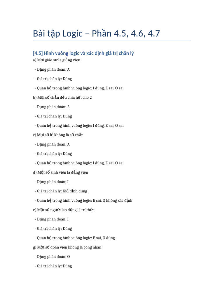 Bai Tap Logic 4.5 4.6 4.7 | PDF