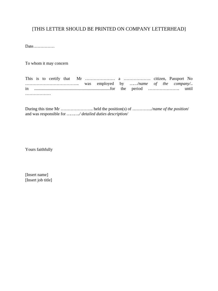 Reference Letter On HCL Letter Head | PDF