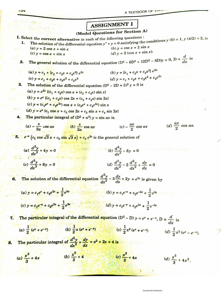 Differential Eq MCQ | PDF