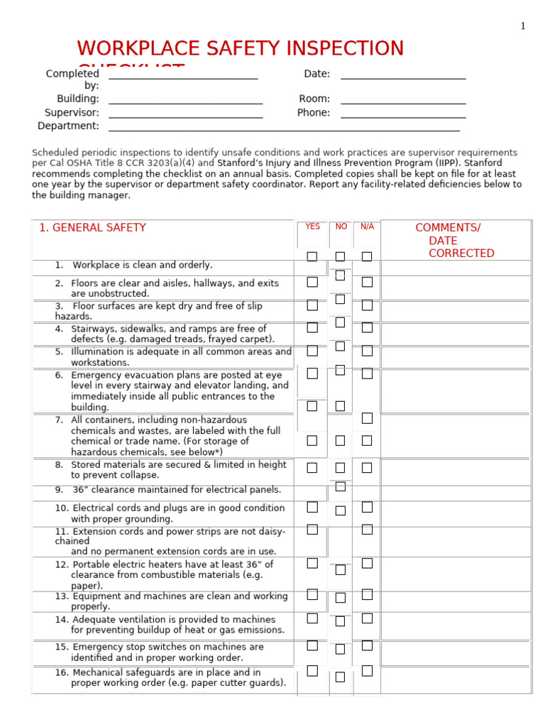 Workplacesafetyinspection | PDF | Occupational Safety And Health | Safety