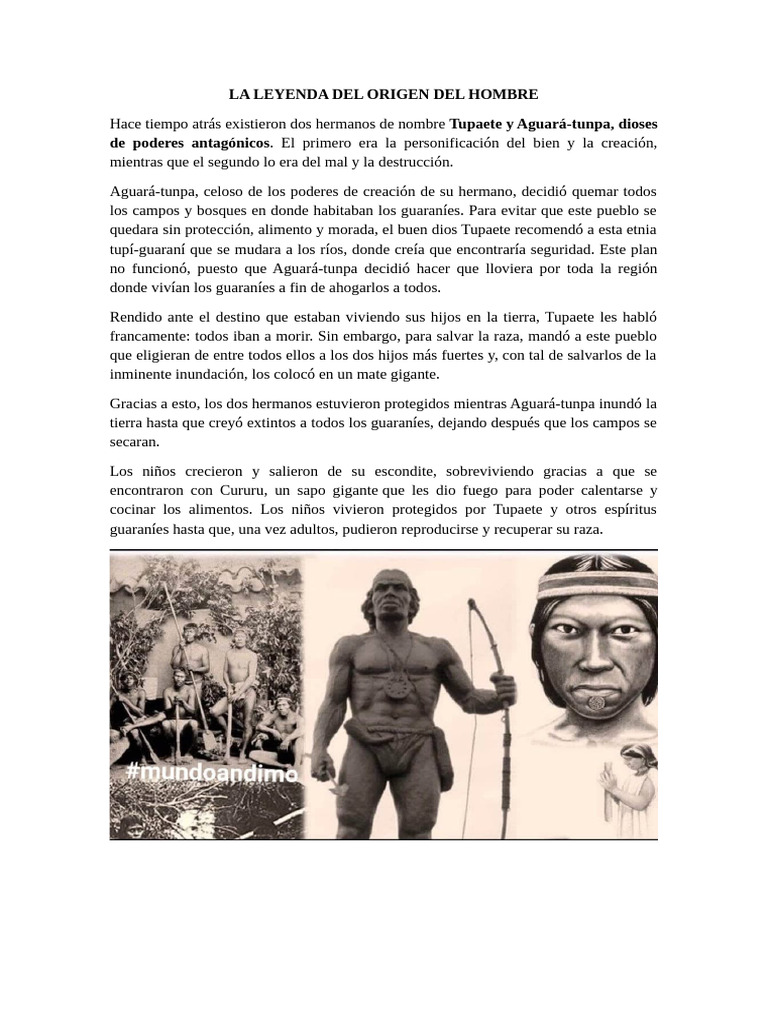 La Leyenda Del Origen Del Hombre | PDF