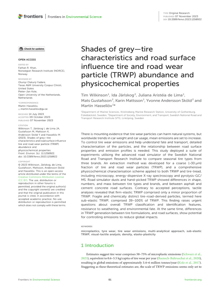 Shades of Grey-Tire Characteristics and Road Surface Influence Tire and ...