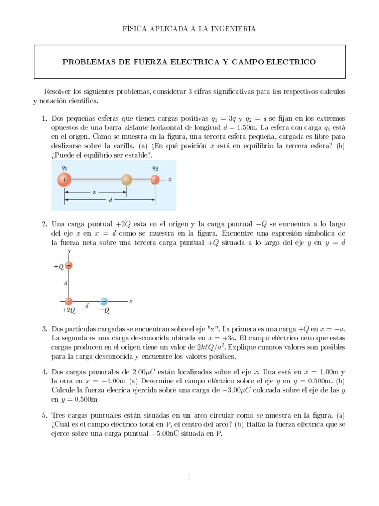 Banco de Problemas - Electrostática-1 | PDF | Campo eléctrico | Fuerza