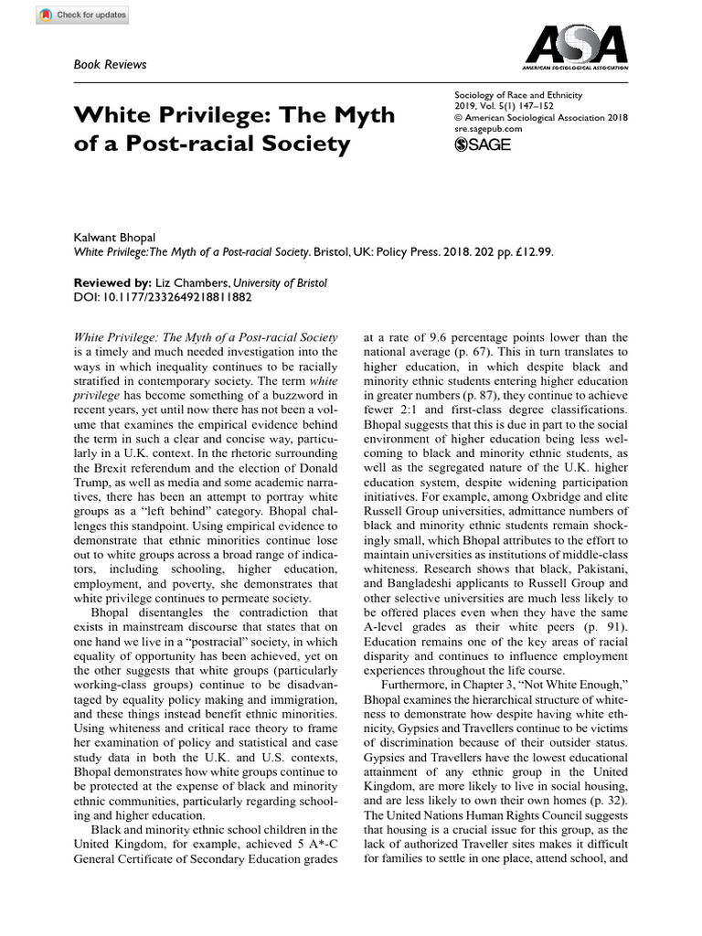 Examining White Privilege Today | PDF | Whiteness Studies | Race (Human ...