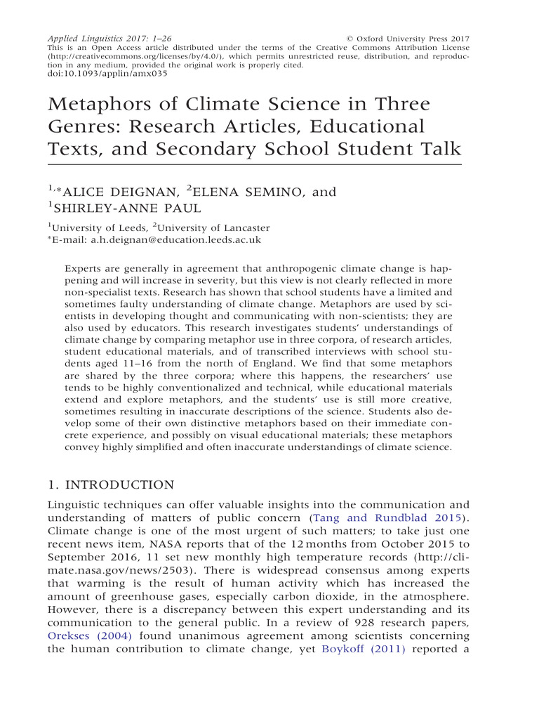 Metaphors of Climate Science in Three Genres - Research Articles ...