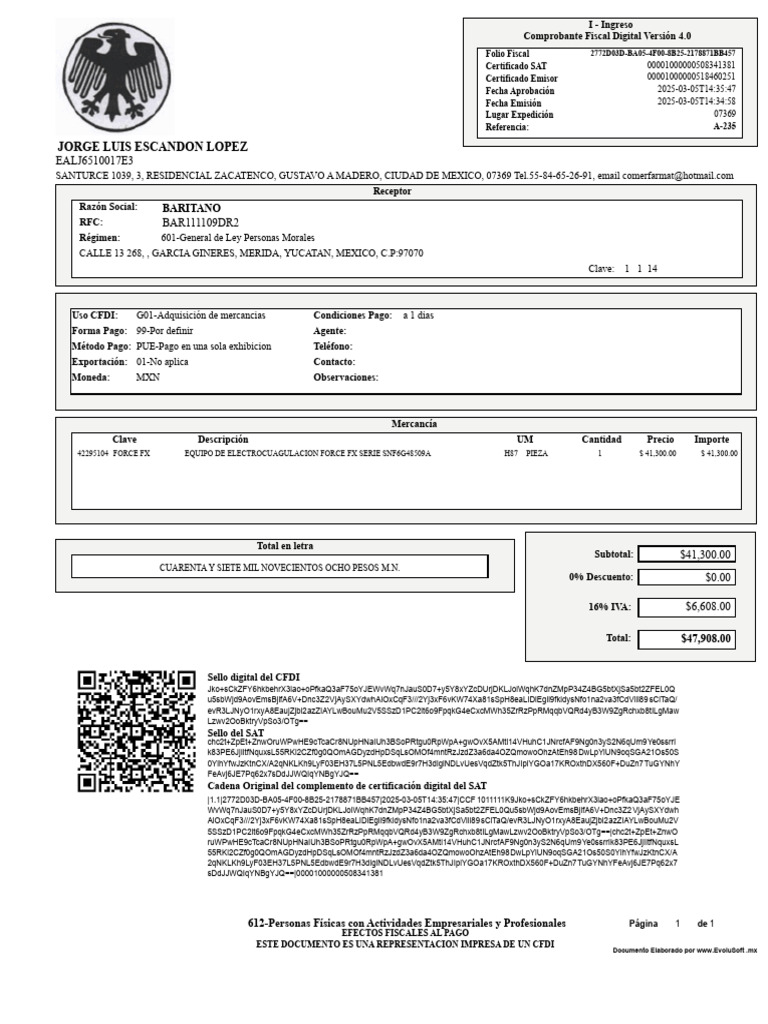 Jorge Luis Escandon Lopez: Baritano | PDF