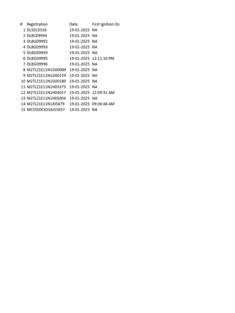 Vehicle_Summary_19-01-2025_Track | PDF
