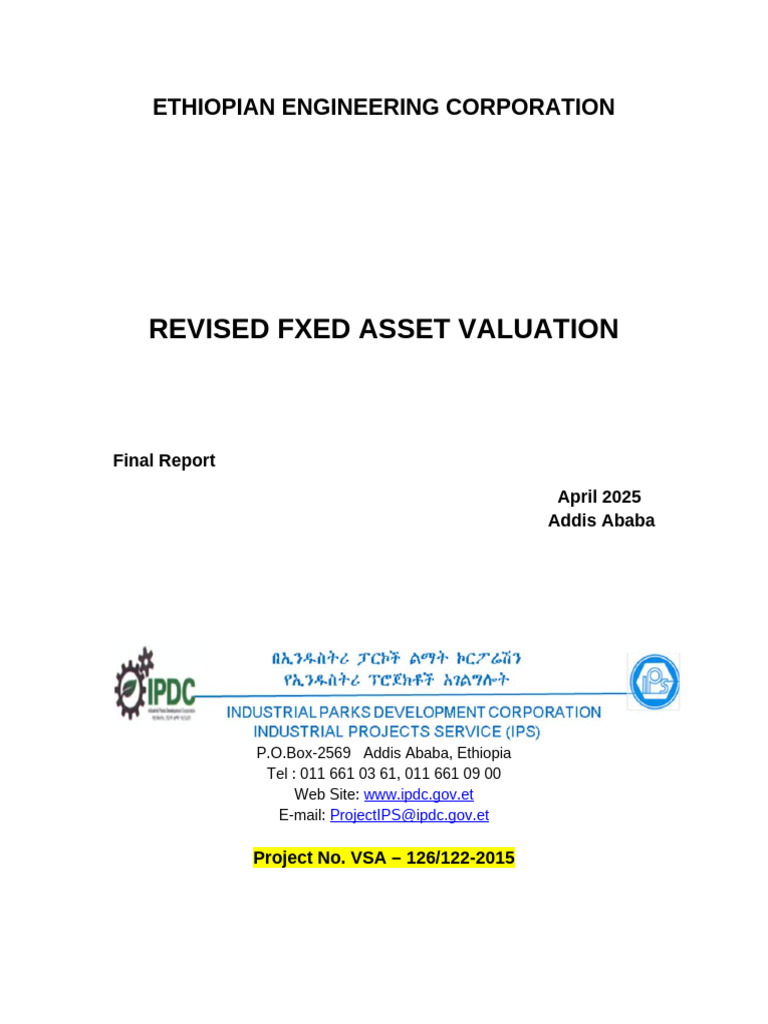 EEC Fixed Asset Valaution Final Report | PDF | Depreciation | Real Estate Appraisal
