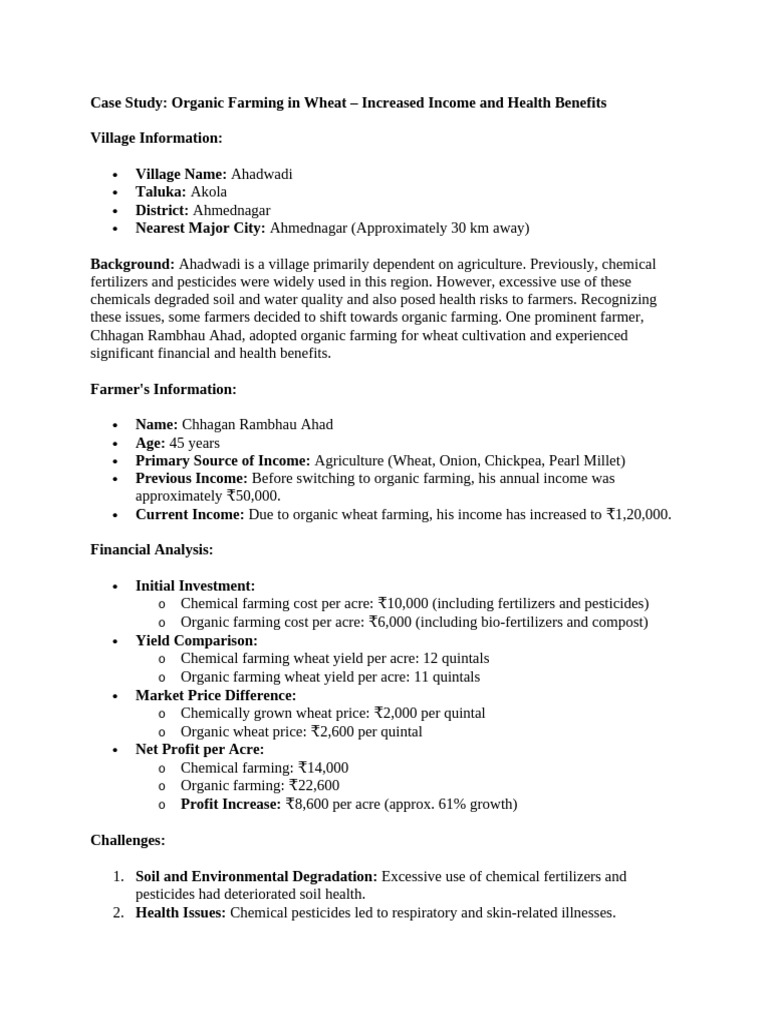 Case Study Organic Farming in Wheat | PDF | Agriculture | Organic Farming
