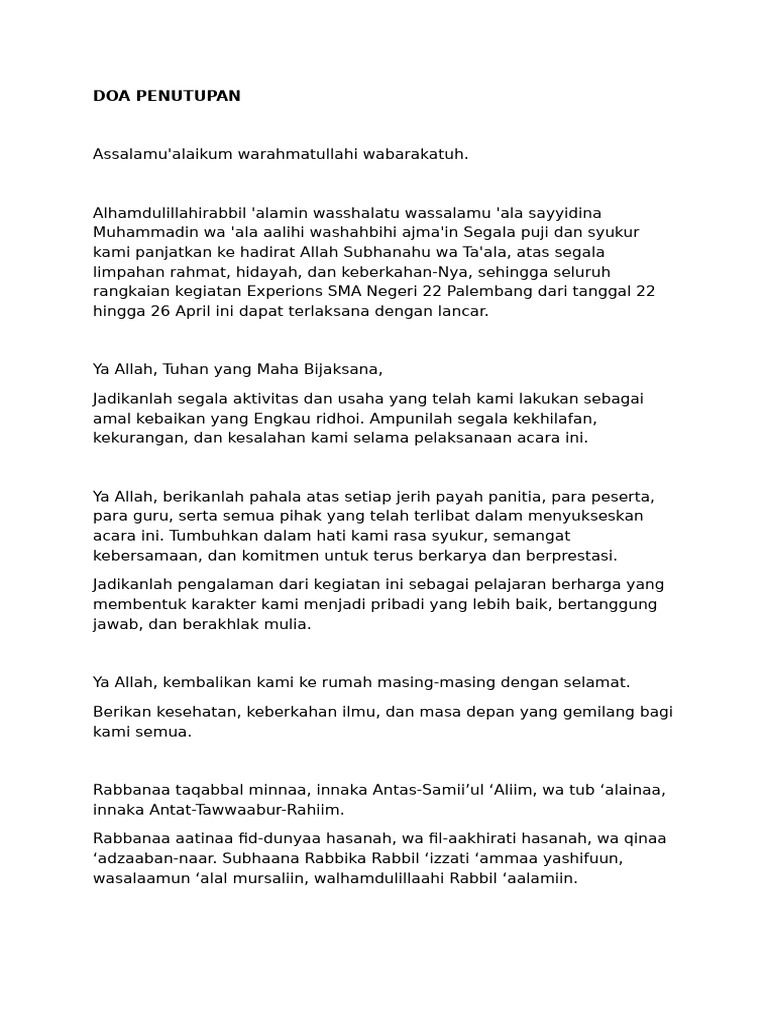Doa Penutupan | PDF