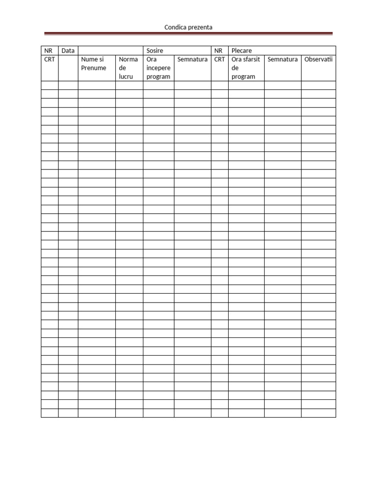 Condica Prezenta | PDF