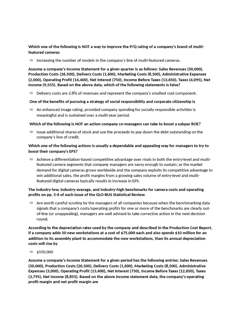 QUIZ 2 - Analyzing Brand Improvement Strategies For Cameras - Studocu | PDF | Equity (Finance ...