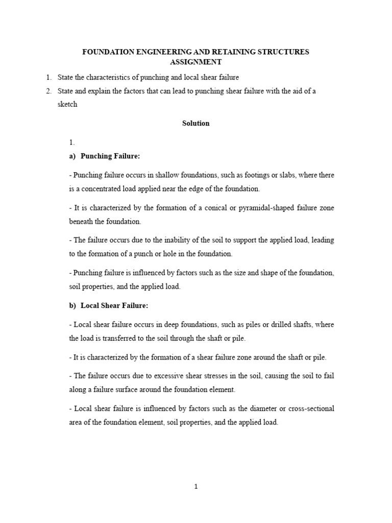 Foundation Engineering and Retaining Structures Assignment | PDF ...