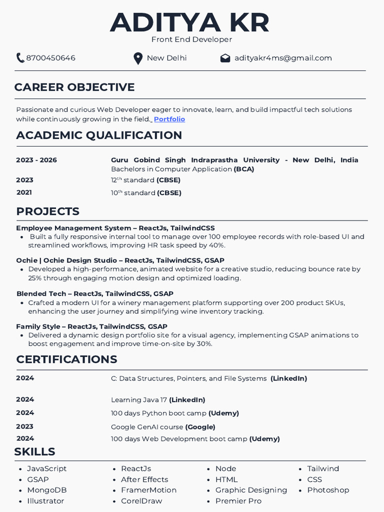 aditya resume new final | PDF