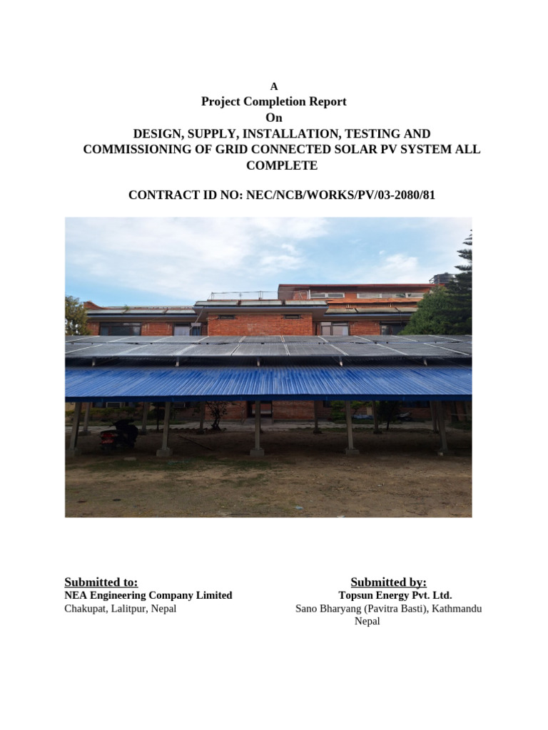 Project Completion Report of NEA Engineering Company - 1st Page | PDF ...