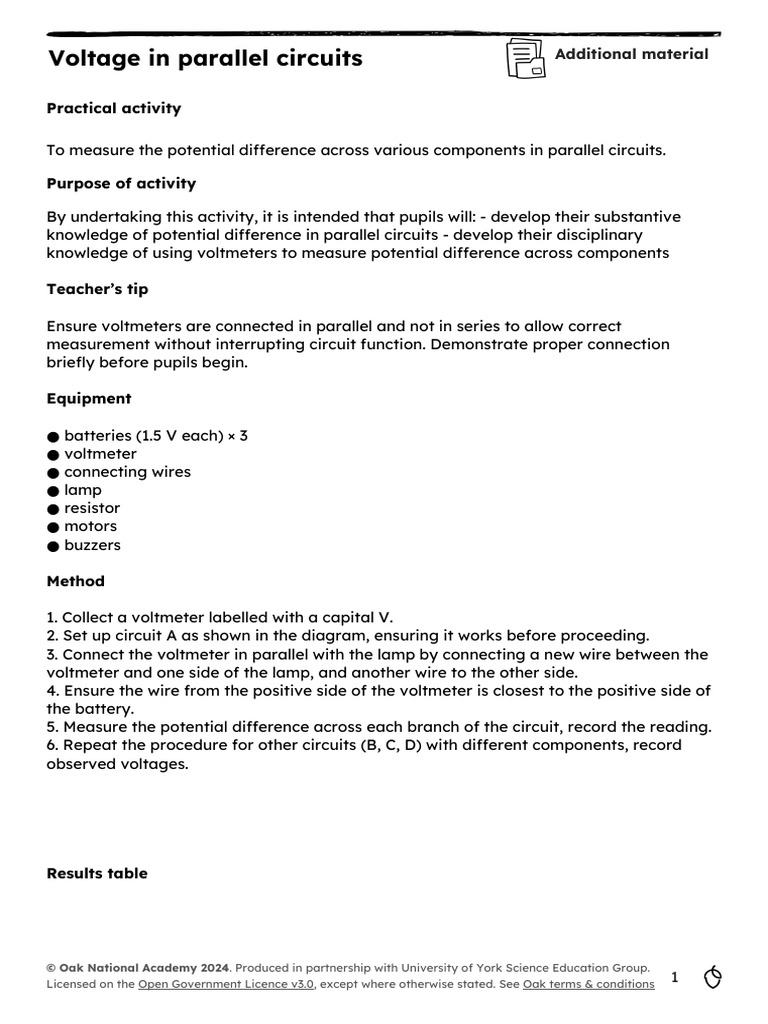 Additional-Materials Voltage in Parallel Circuits | PDF | Voltage | Series And Parallel Circuits