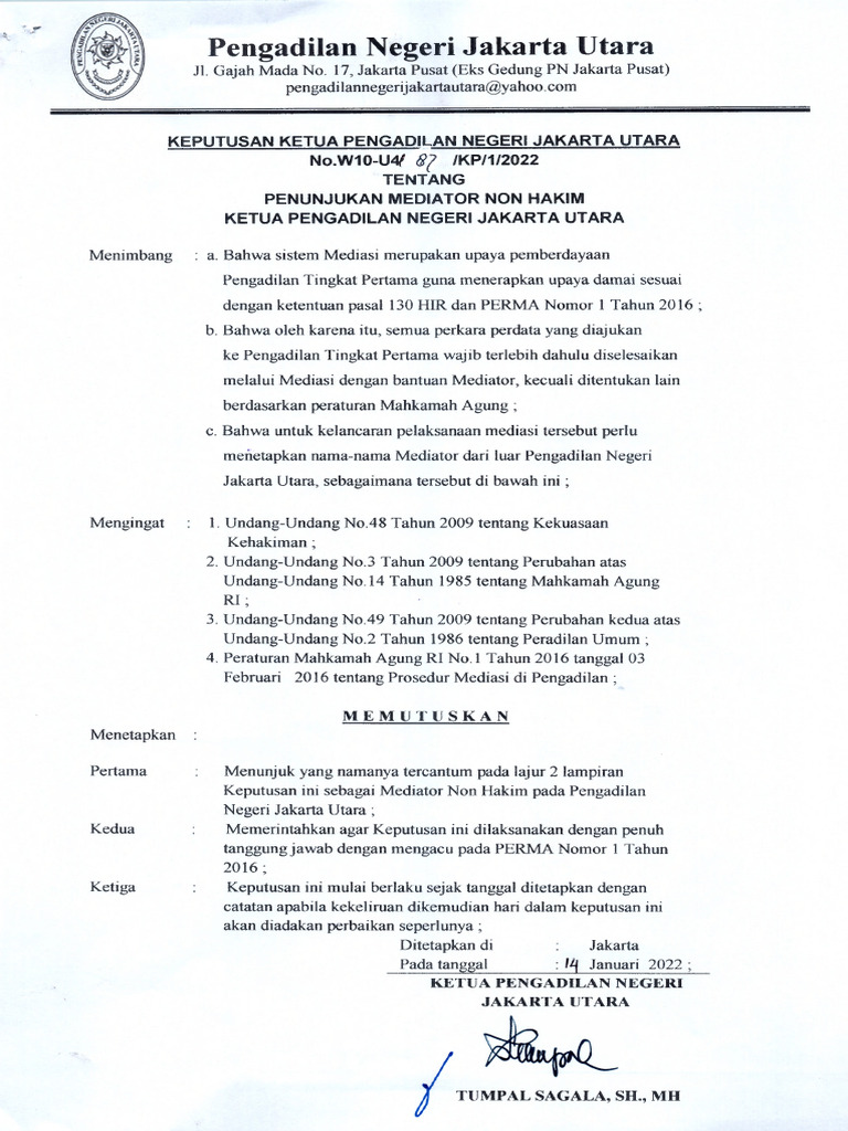 SK Mediator Non Hakim | PDF