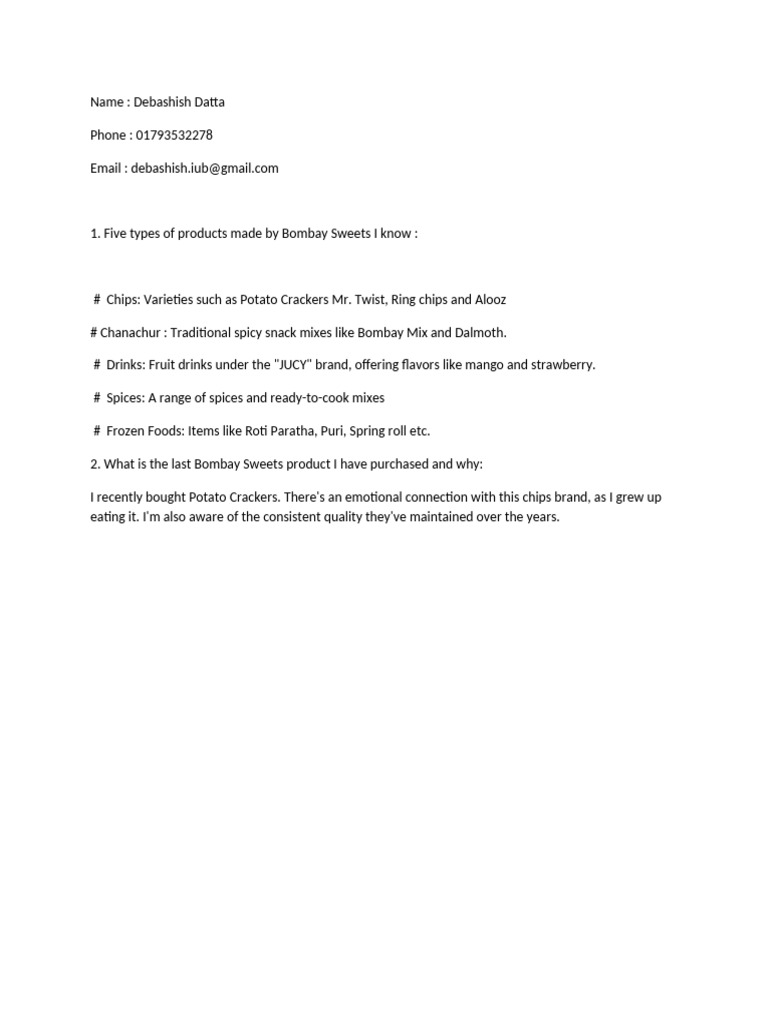 Bomb Ey Sweets | PDF