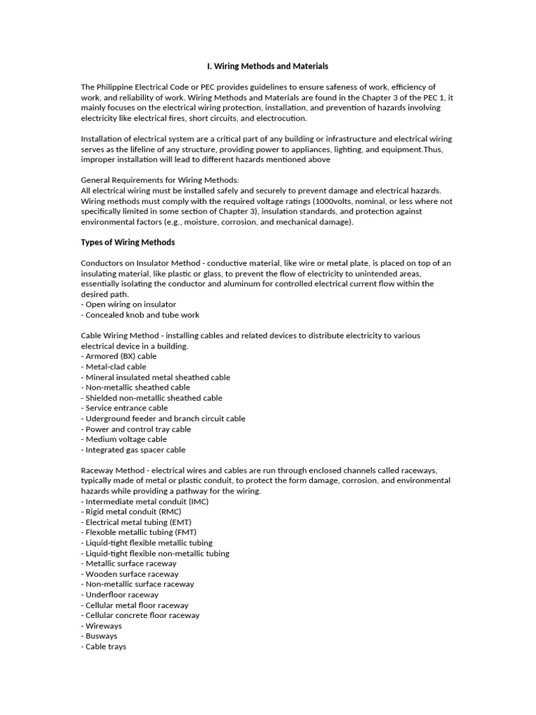Wiring Methods & Materials and Protectioc & Overcurrent Devices | PDF ...
