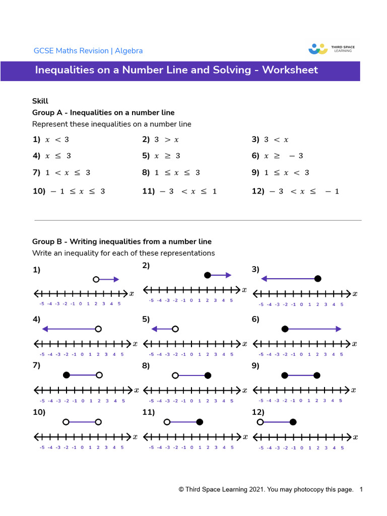 Inequalities Worksheet | PDF | Inequality (Mathematics) | Mathematics