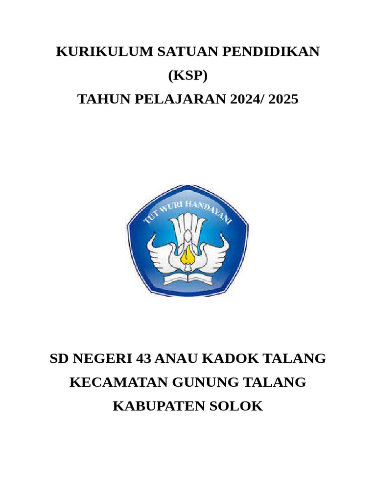 Sampul Kurikulum SD 2024/2025 | PDF