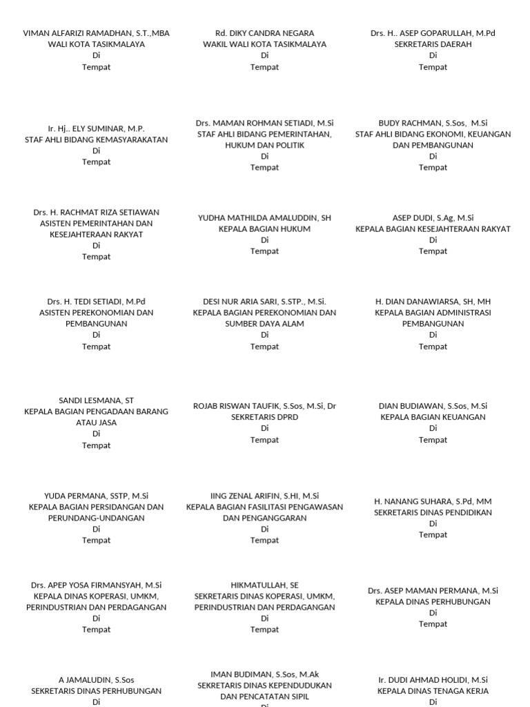 Undangan Bapak (Tamu Vip) | PDF