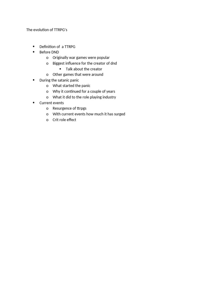 The Evolution of TTRPG | PDF