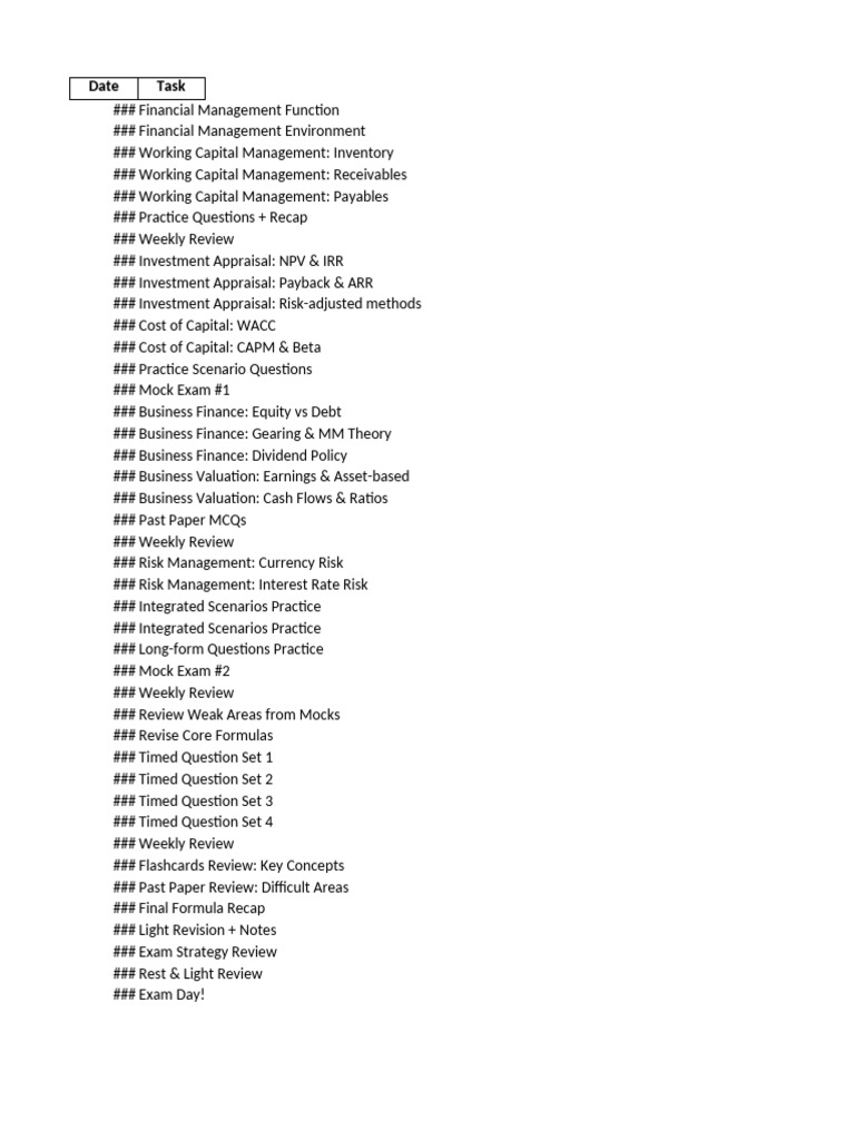 ACCA_FM_Study_Plan | PDF
