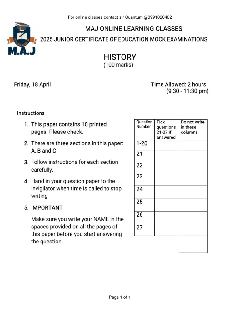 Maj Online Jce History 2025 | PDF