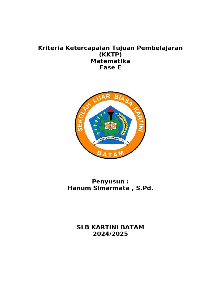 Contoh KKTP Matematika SLB Kartini | PDF