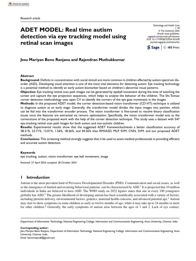 Eye Tracking Model for Autism Detection | PDF | Autism | Computer Vision