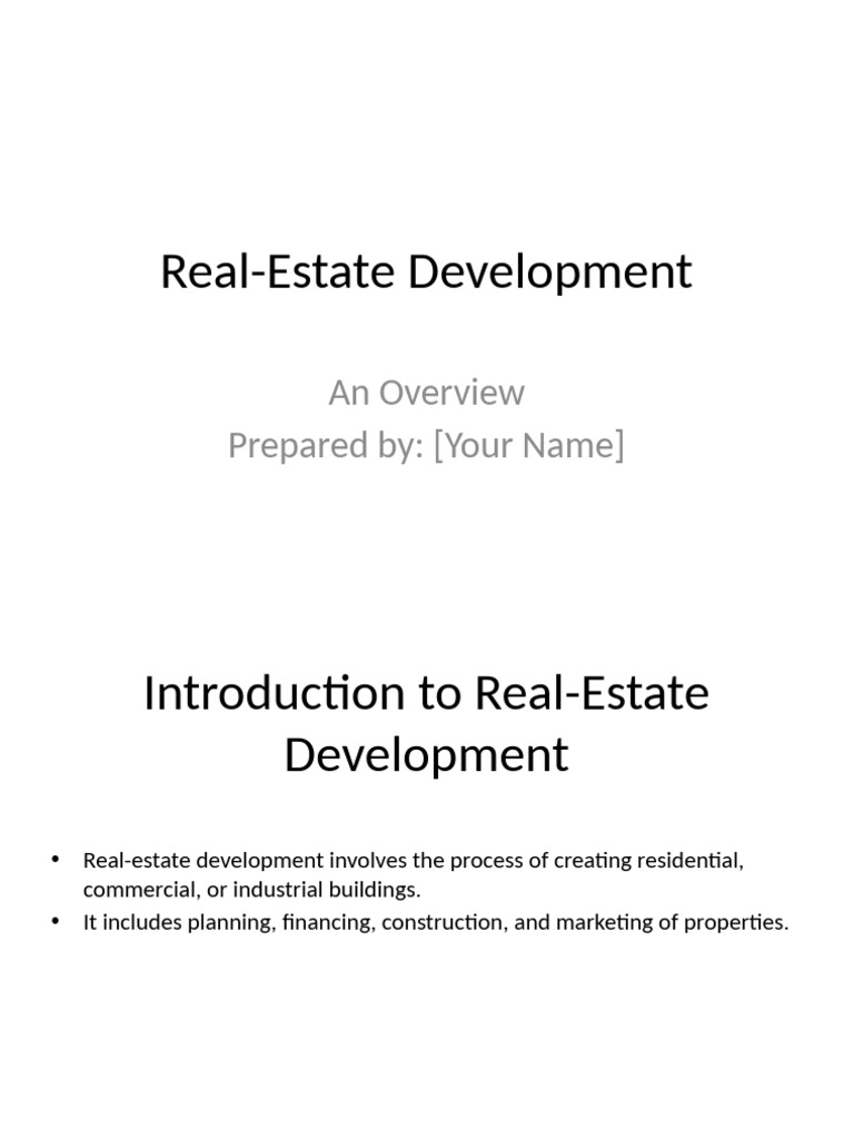 Real Estate Development | PDF