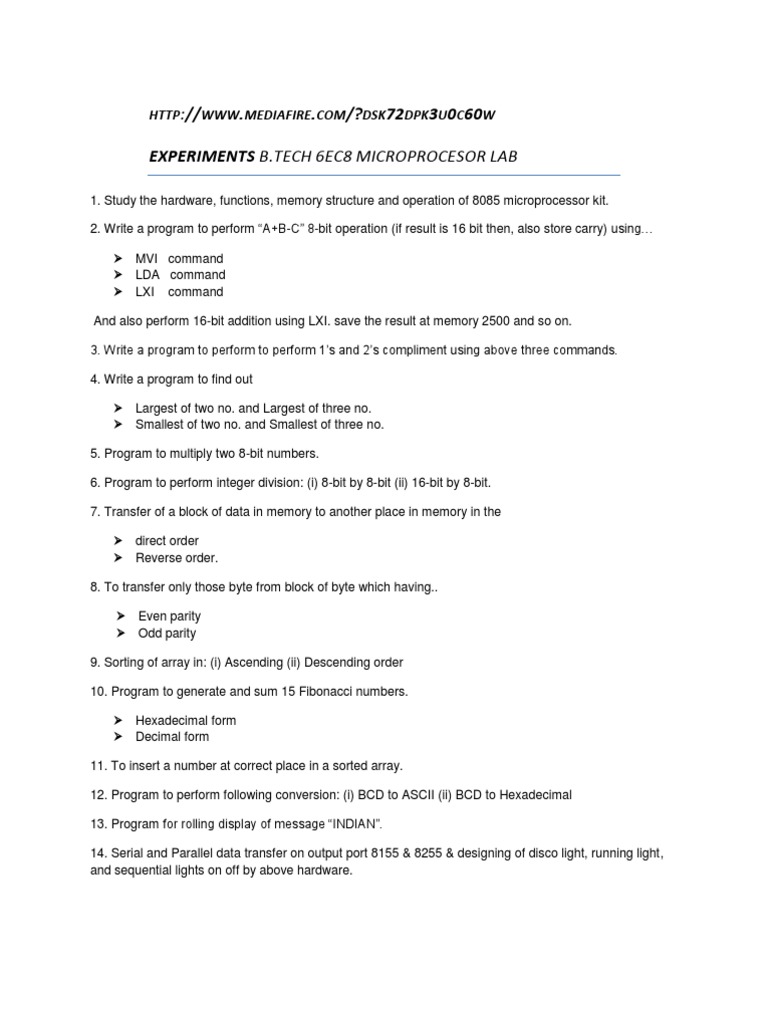 Microprocessor Lab Exp | PDF | Byte | Array Data Structure