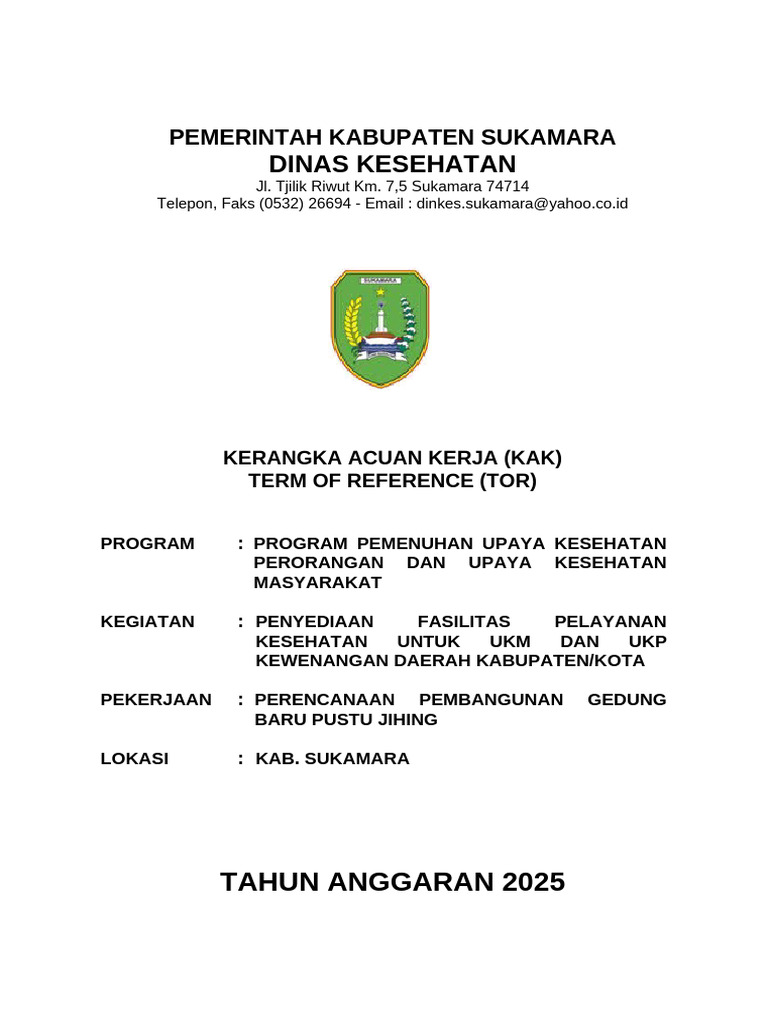 Perencanaan Gedung Pustu Jihing Sukamara | PDF