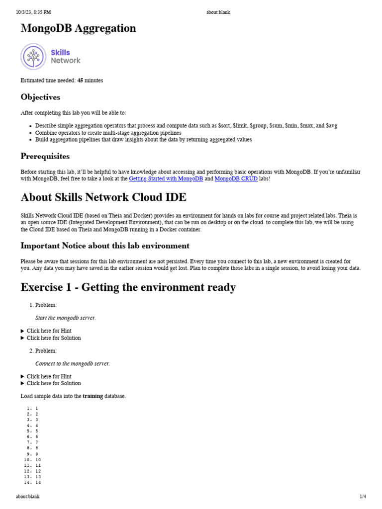 WK 2 4 MongoDB Aggregation | PDF | Mongo Db | Data