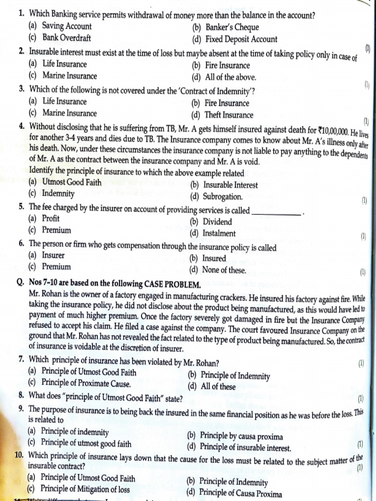 Chapter 4 Revision Questions Business Studies | PDF | Insurance | Financial Risk