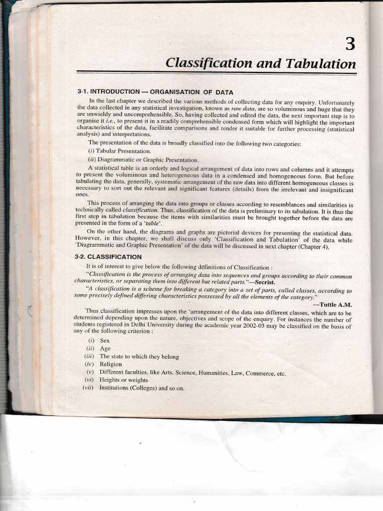 Chapter 3 SC Gupta Classification and Tabulation | PDF | Applied Mathematics | Statistics