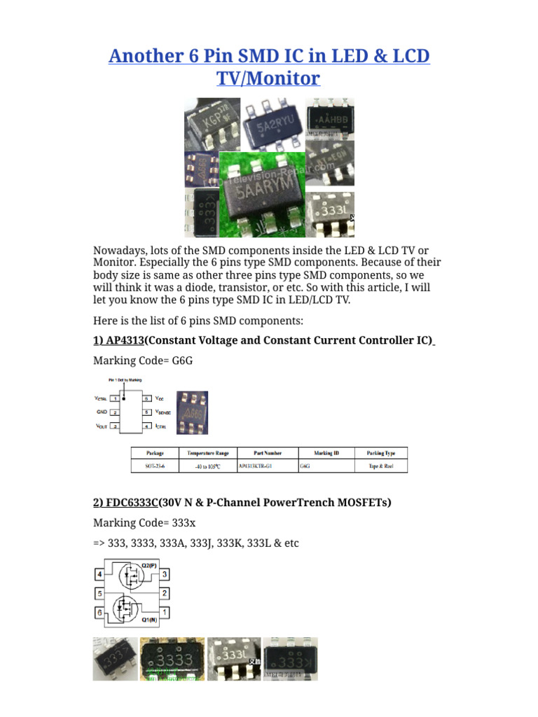 - Another 6 Pin SMD IC in LED & LCD TV_Monitor | PDF