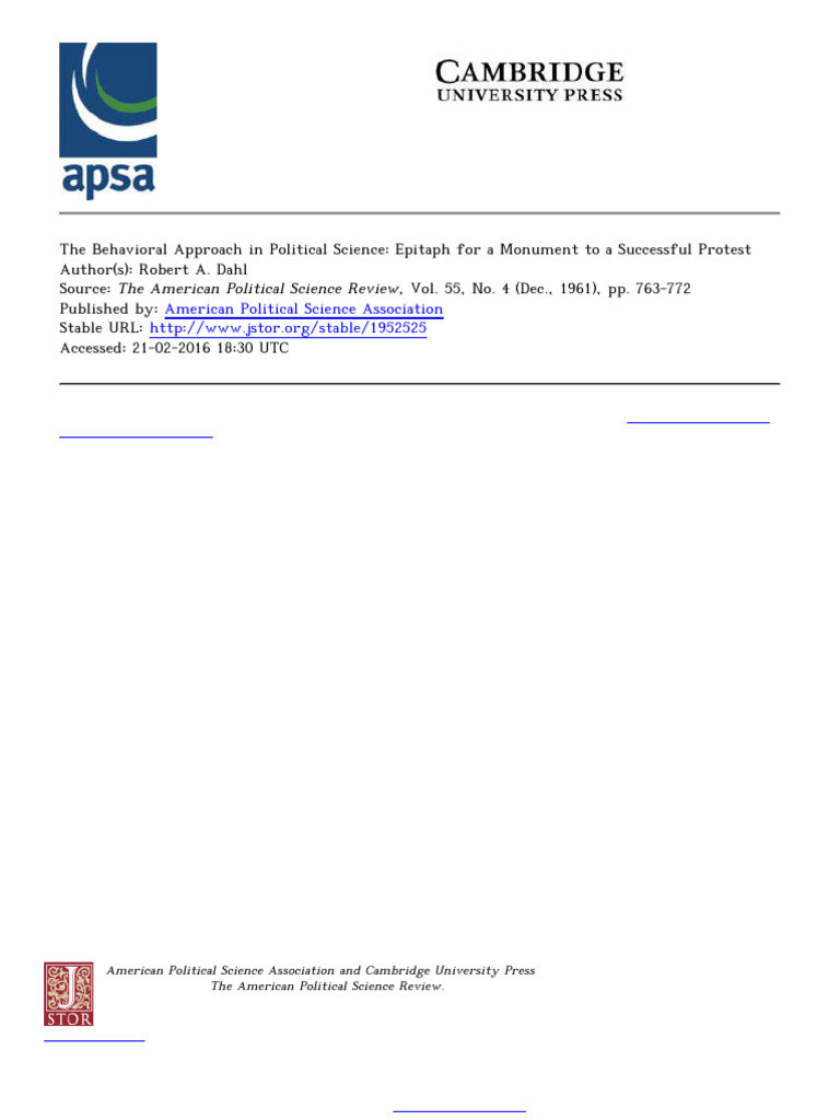 Behavioral Approach in Political Science | PDF | Empirical Evidence ...