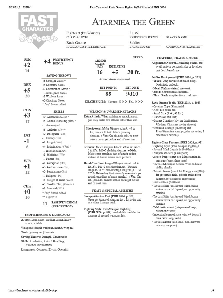 Rock Gnome Psi Warrior Fighter 2024 | PDF | Dungeons & Dragons ...