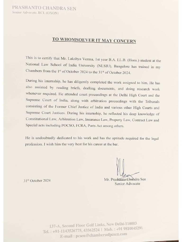 Letter - PC Sen | PDF