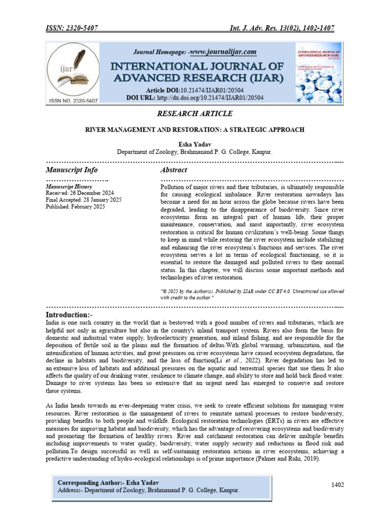 River Management and Restoration Strategies | PDF | Ecological ...