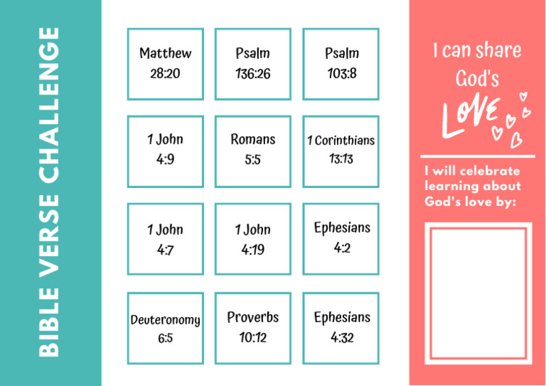 Bible Verse Challenge Reward Chart Gods Love | PDF
