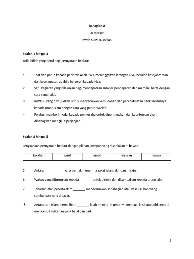 Soalan Upsa Tasawwur Islam Ting 5 2023 | PDF