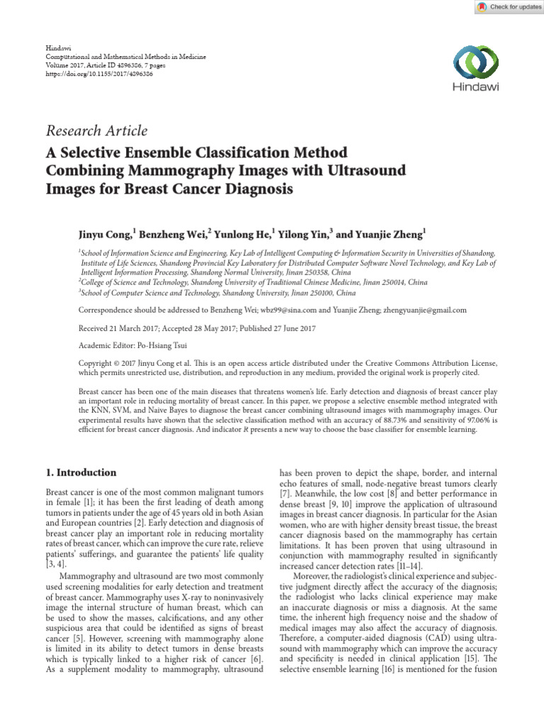 Computational and Mathematical Methods in Medicine - 2017 - Cong - A Selective Ensemble ...